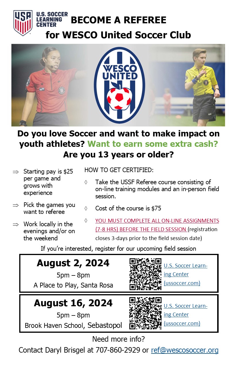 Referees – Western Sonoma County Soccer League